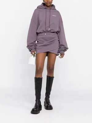 Off-White Logo Embroidered Hoodie Dress - Purple