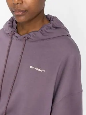 Off-White Logo Embroidered Hoodie Dress - Purple