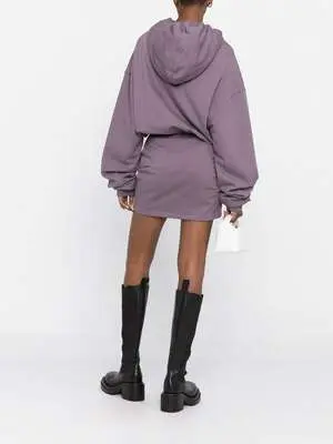Off-White Logo Embroidered Hoodie Dress - Purple