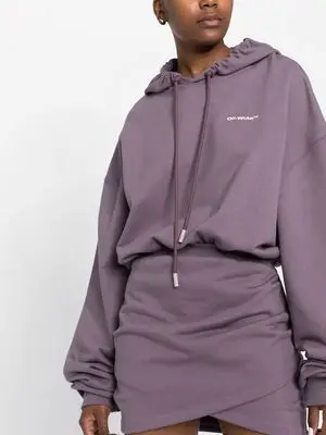 Off-White Logo Embroidered Hoodie Dress - Purple