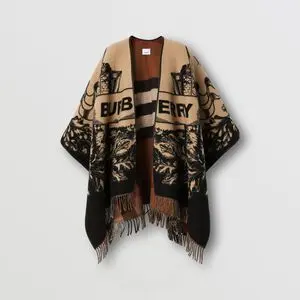 Burberry Gallant Knight Wool Cape Dark Birch Brown
