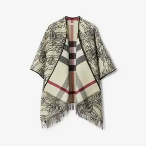 Burberry Gallant Knight Wool Cape Stone
