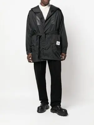 FUMITO GANRYU Reflective Panel Hooded Raincoat - Black