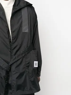 FUMITO GANRYU Reflective Panel Hooded Raincoat - Black