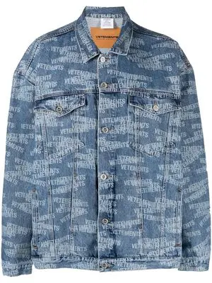 Vetements Logo-print Denim Jacket - Blue