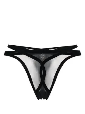 Wolford X Mugler Flock Shaping Thong - Black