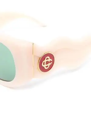 Casablanca Logo-plaque Oval Sunglasses - Neutrals