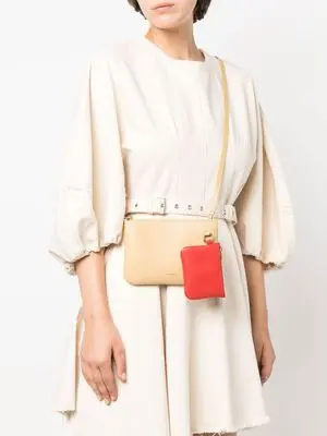 JIL SANDER Leather Crossbody Bag With Coin Purse - Neutrals