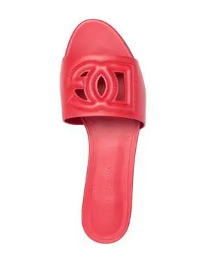 Dolce & Gabbana Dg Logo Leather Slides - Red