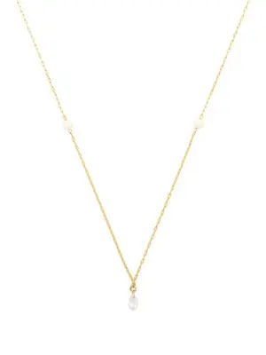 Mizuki 14kt Yellow Akoya Pearl And Diamond Drop Necklace - Gold