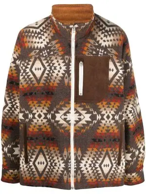 Junya Watanabe Abstract-print Wool Jacket - Brown