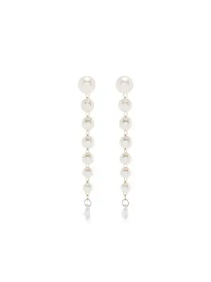 Mizuki 14kt Yellow Pearl And Diamond Drop Earrings - Gold