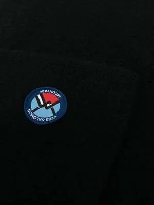 YVES SALOMON Knitted Logo-patch Scarf - Black