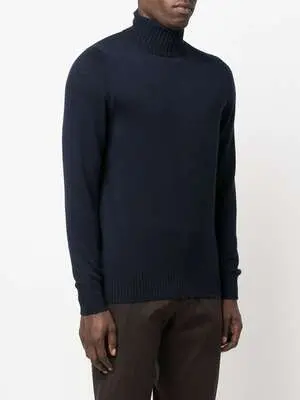 DRUMOHR Cashmere Roll Neck Jumper - Blue