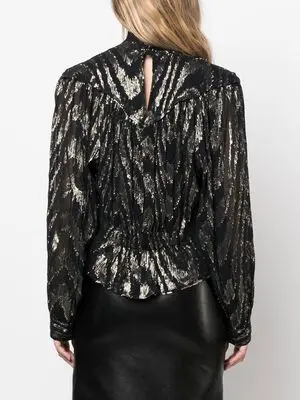 IRO PARIS Lila Metallic-jacquard Plunging Blouse