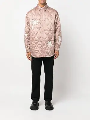 Palm Angels Life Is Palm Quilted Jacket - Neutrals