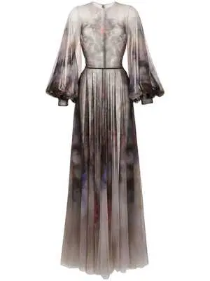 SAIID KOBEISY Printed Evening Gown