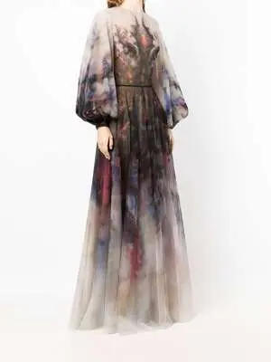 SAIID KOBEISY Printed Evening Gown