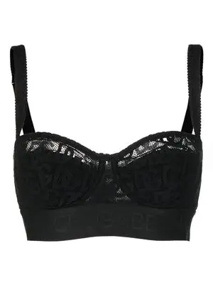 Dolce & Gabbana Jacquard Tulle Balconette Bra - Black