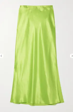 Vince Vince Satin Side-Slit Midi Skirt Chartreuse