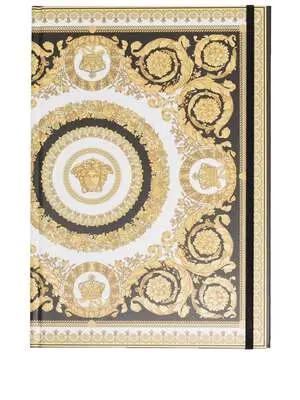 Versace Baroque-print Notebook - Gold