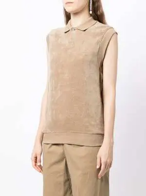 Fear Of God Velour Sleeveless Polo Top