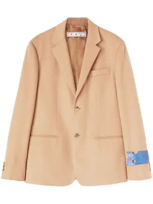 Off-White Embroidered-logo Single-breasted Blazer - Brown
