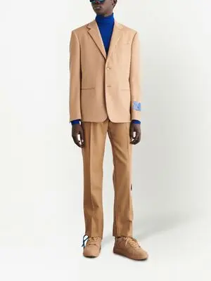 Off-White Embroidered-logo Single-breasted Blazer - Brown