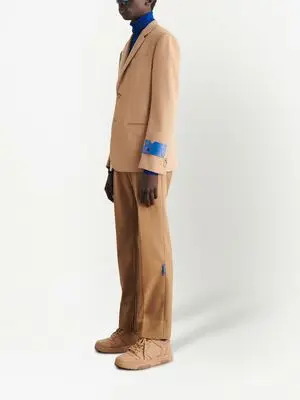 Off-White Embroidered-logo Single-breasted Blazer - Brown