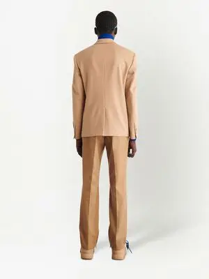 Off-White Embroidered-logo Single-breasted Blazer - Brown
