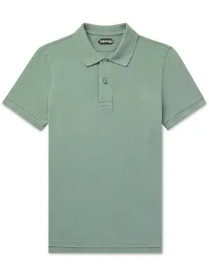 TOM FORD TOM FORD - Garment-Dyed Cotton-Piqué Polo Shirt - Men - Green - IT 48 Green