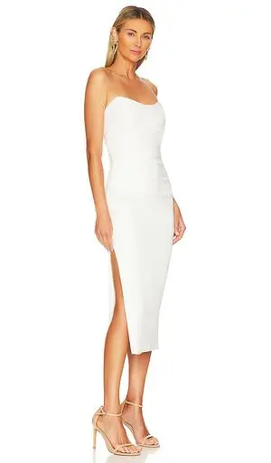 Katie May Strapless Midi Dress With Side Slit And Back Cut-outs