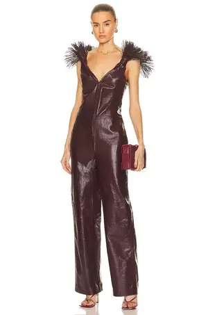 Bottega Veneta Leather Jumpsuit - Ox Blood