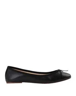 BALLERETTE Soft Leather Ballet Flats With Bow Detailing - Black