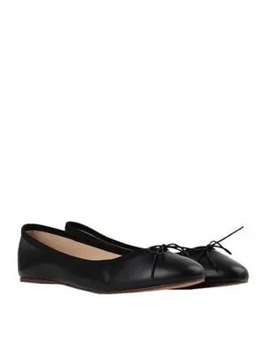 BALLERETTE Soft Leather Ballet Flats With Bow Detailing - Black