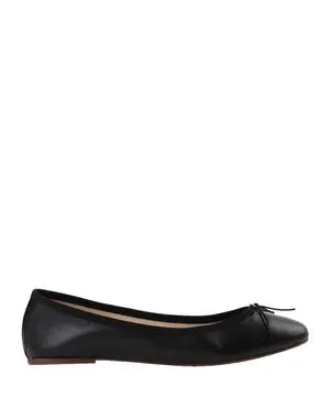 BALLERETTE Soft Leather Ballet Flats With Bow Detailing - Black