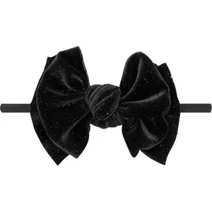 BABY BLING Velvet Bow Headband - Black/black Glitter