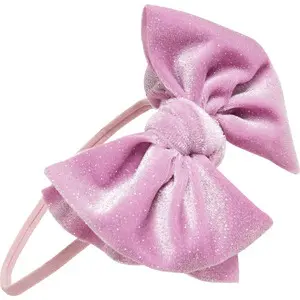 BABY BLING Velvet Bow Headband - Mauve Glitter