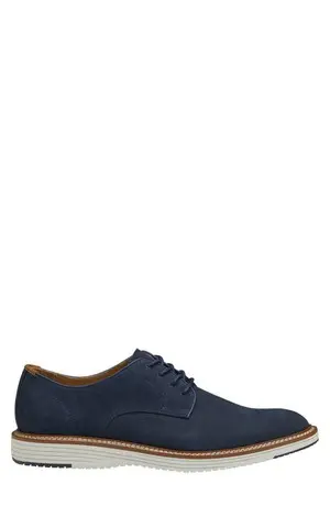 Johnston & Murphy Upton Plain Toe Derby - Navy Tumbled Nubuck