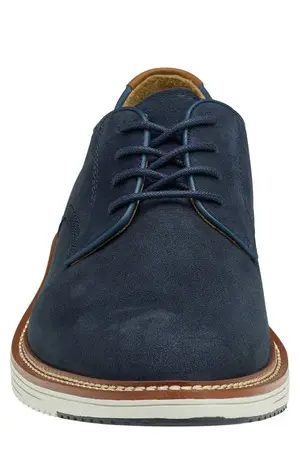 Johnston & Murphy Upton Plain Toe Derby - Navy Tumbled Nubuck
