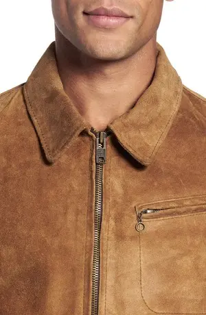SCHOTT Unlined Rough Out Oiled Cowhide Trucker Jacket - Brown