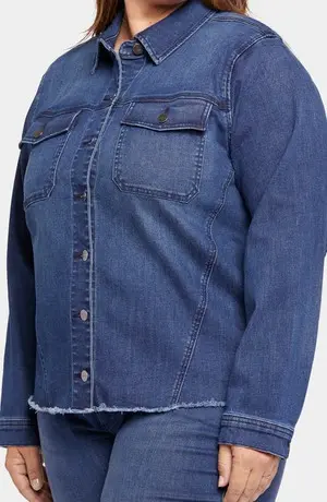 NYDJ Fray Hem Denim Trucker Jacket - Rendezvous