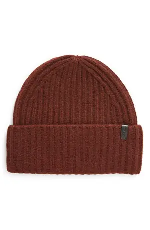 Vince Vince. Boiled Cashmere Chunky Rib Beanie Cinnamon