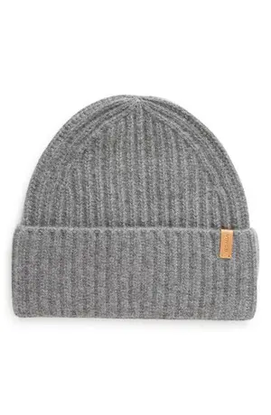 Vince Vince. Boiled Cashmere Chunky Rib Beanie Heather Grey