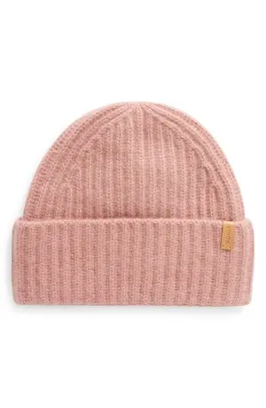 Vince Vince. Boiled Cashmere Chunky Rib Beanie Mauve Rose