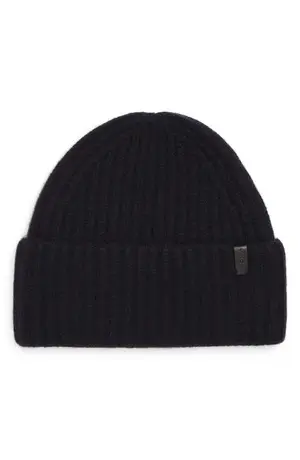 Vince Vince. Boiled Cashmere Chunky Rib Beanie Navy