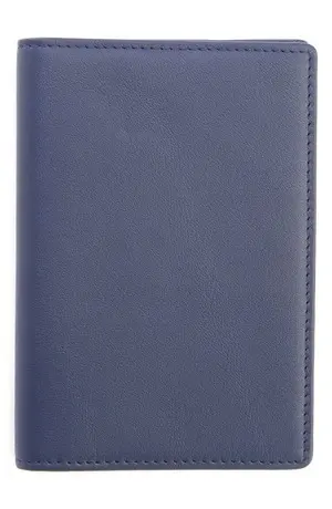 ROYCE NEW YORK Personalized Leather Vaccine Card Holder Navy Blue - Deboss