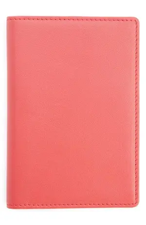 ROYCE NEW YORK Personalized Leather Vaccine Card Holder Red - Silver Foil