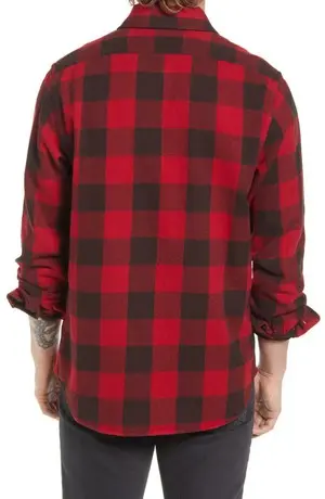 SCHOTT Buffalo Check Flannel Long Sleeve Button-up Shirt