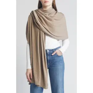 Nordstrom Transitional Knit Travel Wrap - Tan Desert Heather